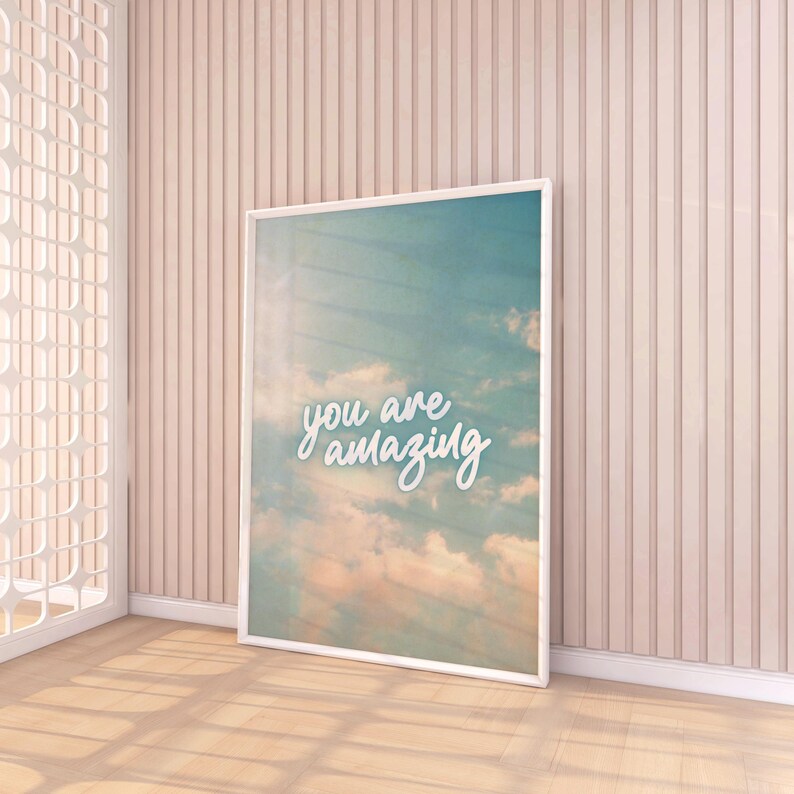 Affirmations Poster You Are Amazing Print | Blue Wall Art Dorm Room ...