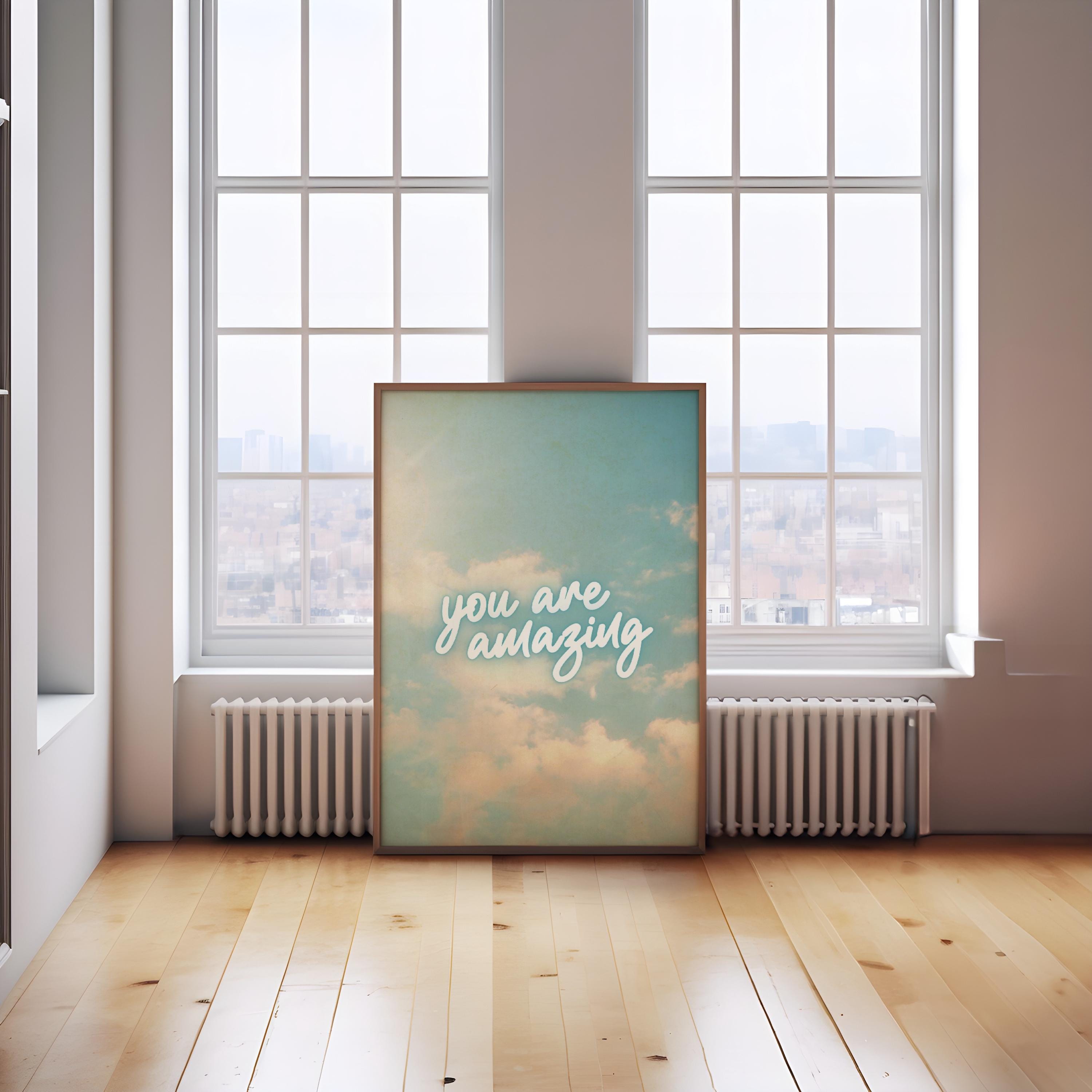 Affirmations Poster You Are Amazing Print | Blue Wall Art Dorm Room ...