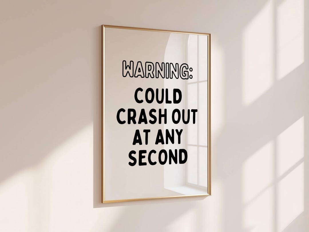 Warning Could Crash Out at Any Second Funny Sarcasm Poster Minimalist ...