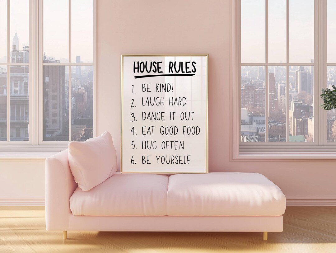 House Rules Poster, House Rules Apartment Decor, Preppy Art Poster ...
