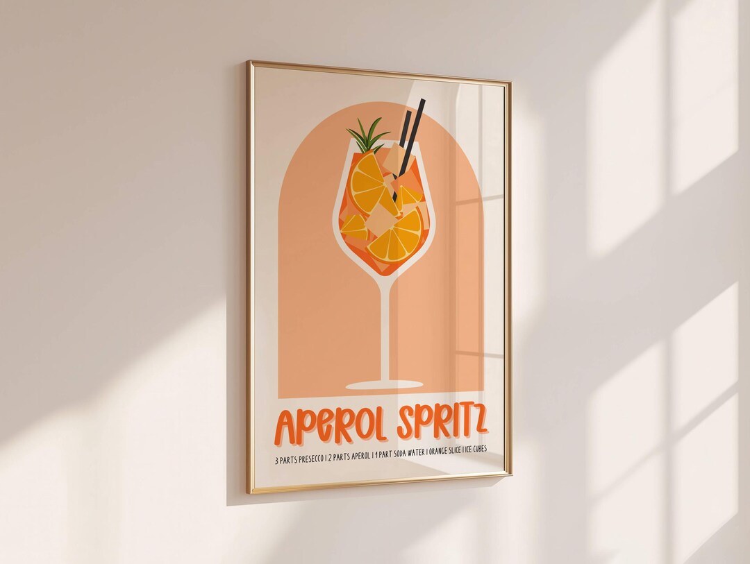 Aperol Spritz Wall Art | Aperol Spritz Cocktail Recipe Print | Drink ...