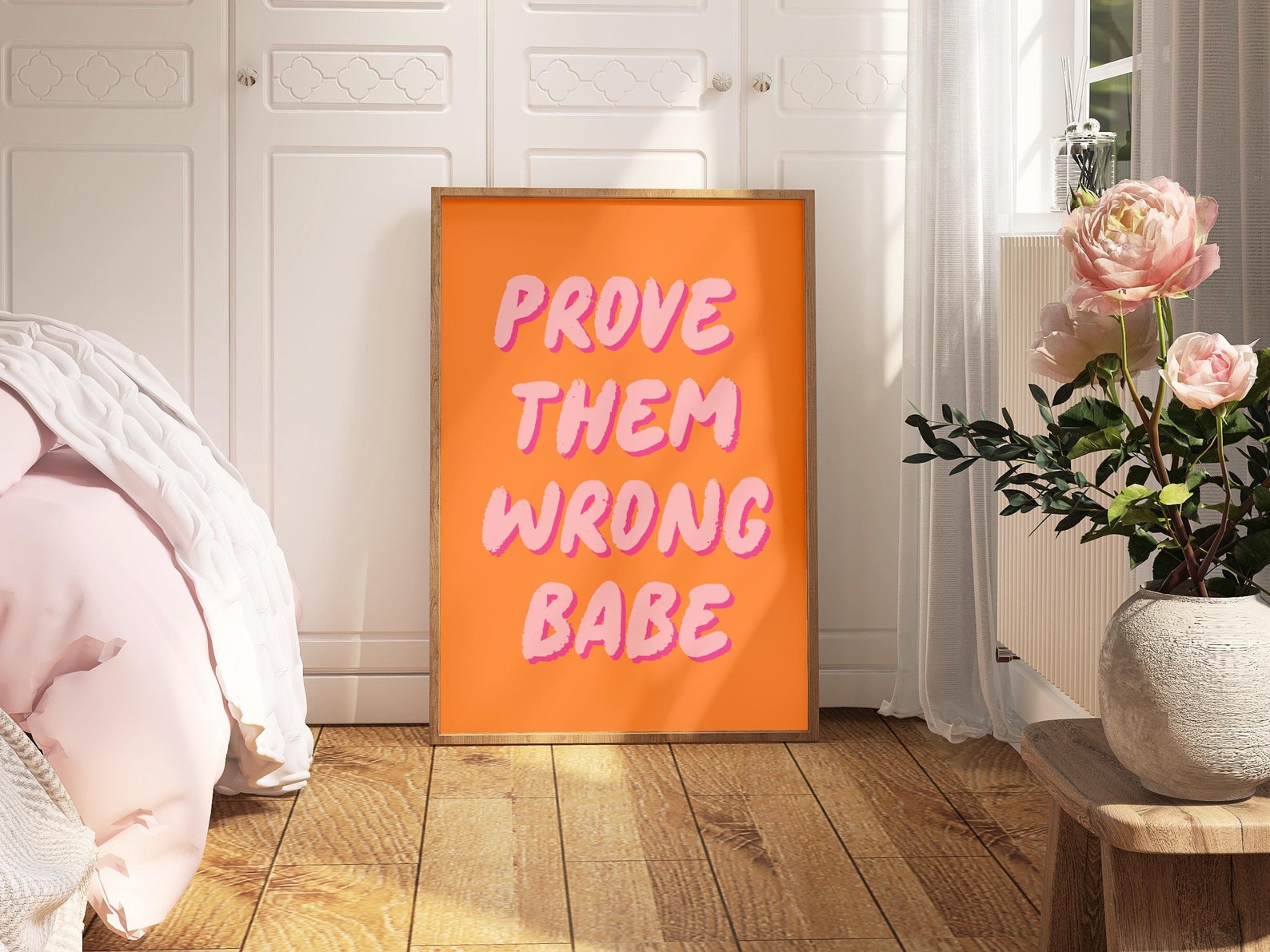 Prove Them Wrong Babe Orange and Pink Wall Art Aesthetic Poster Dorm ...