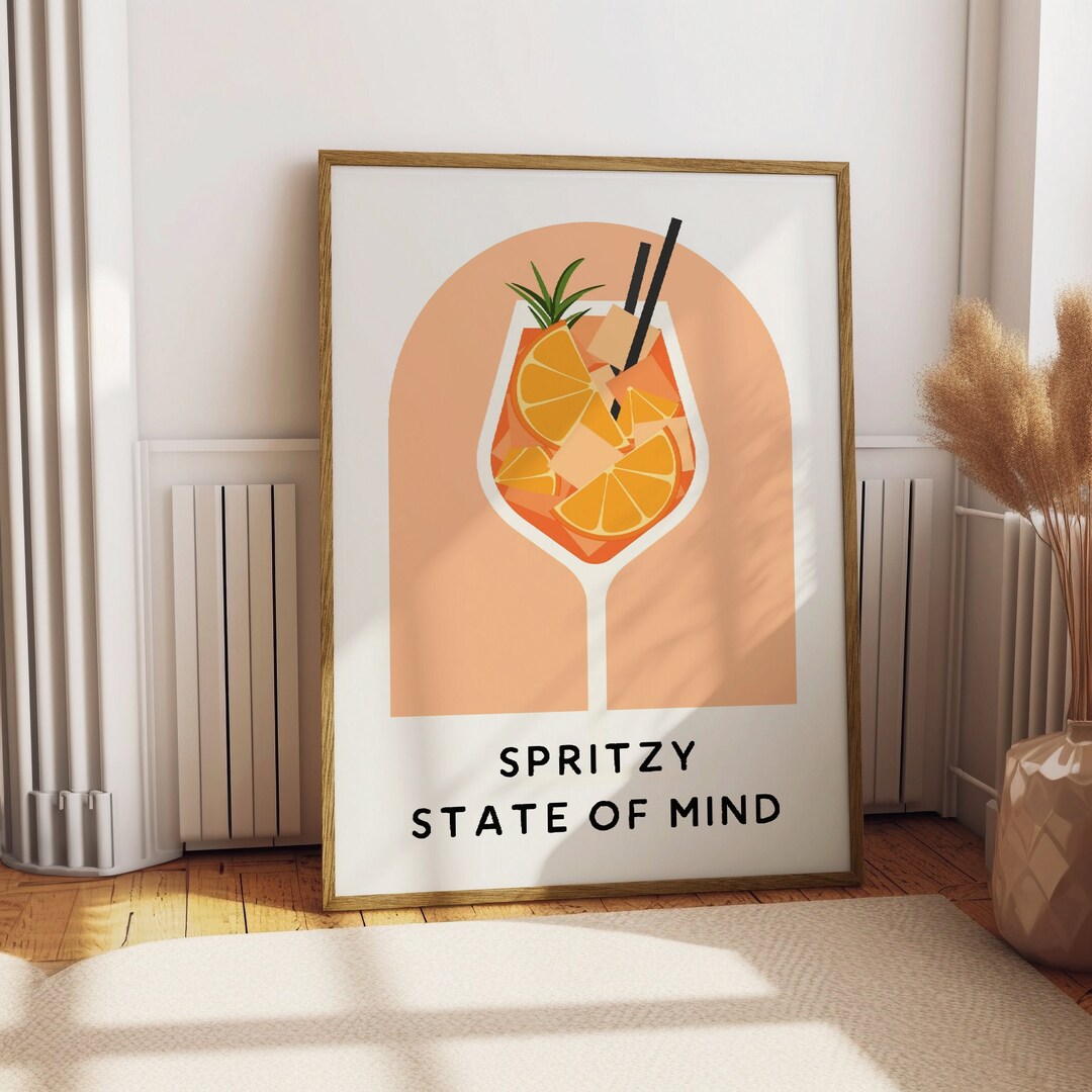 Aperol Spritz Wall Art Aperol Spritz Art Print Cocktail Poster Bar Cart ...