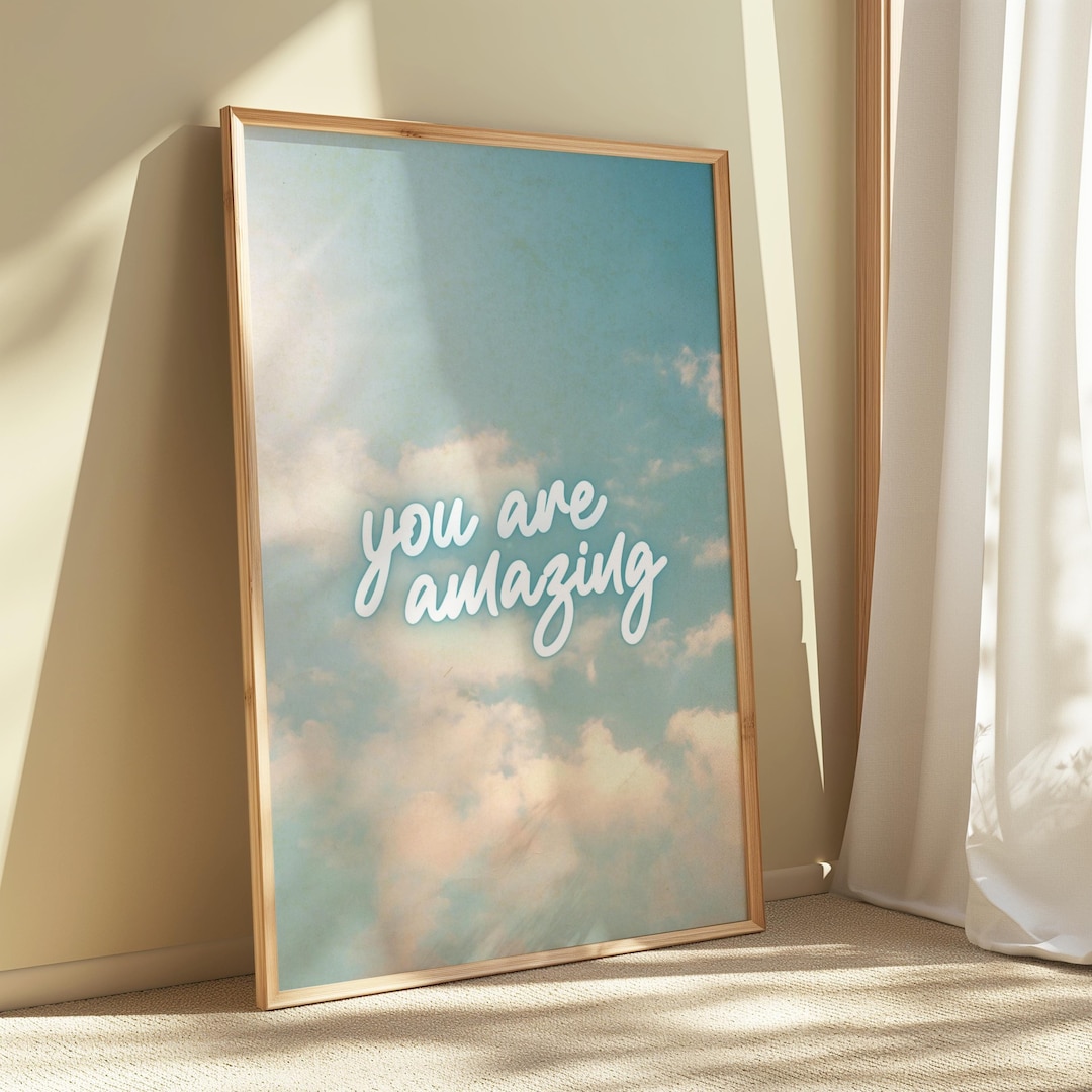 Affirmations Poster You Are Amazing Print | Blue Wall Art Dorm Room ...
