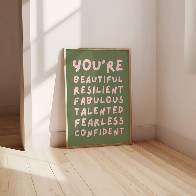 You Are Affirmation Print | You Are Amazing Light Pink Sage Green ...