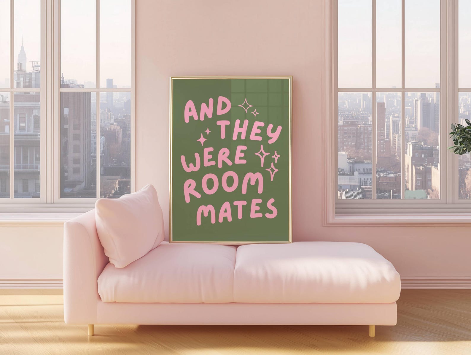 And They Were Roommates Print | Light Pink Sage Green Poster | Girly ...