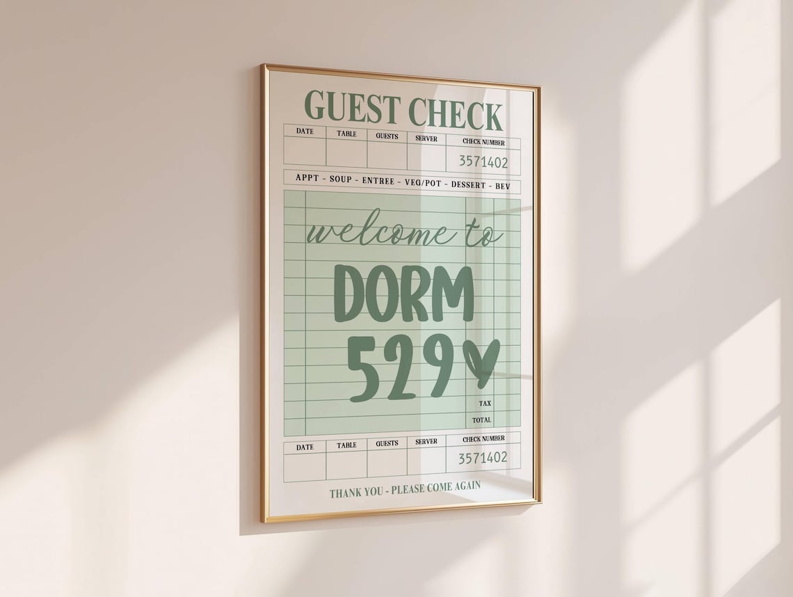 CUSTOM Guest Check Dorm Room Number Poster, Welcome to Our Dorm, Preppy ...