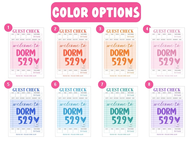 CUSTOM Guest Check Dorm Room Number Poster, Welcome to Our Dorm, Preppy ...