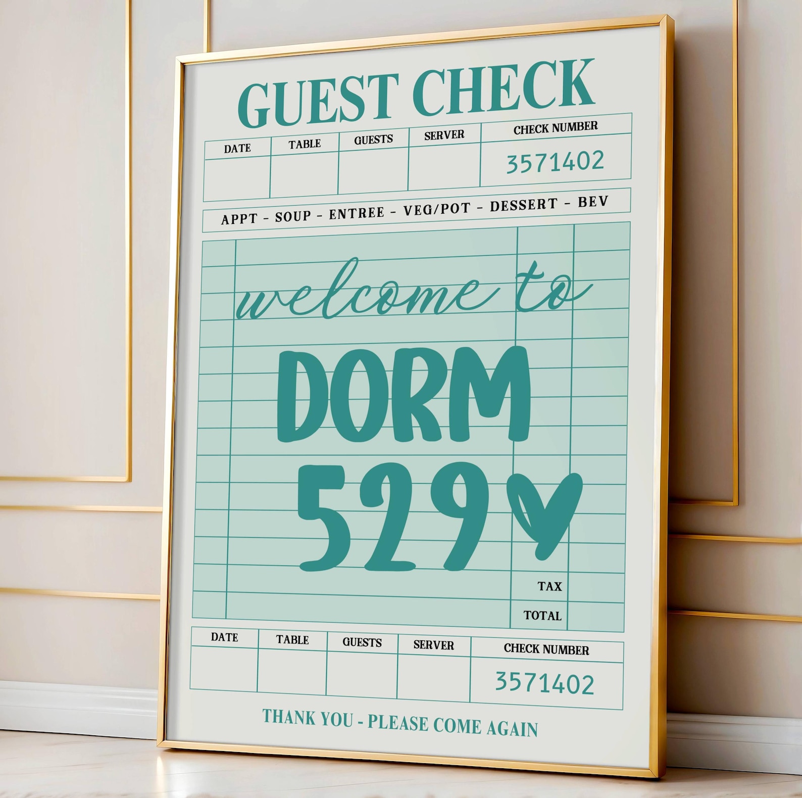 CUSTOM Guest Check Dorm Room Number Poster, Welcome to Our Dorm, Preppy ...
