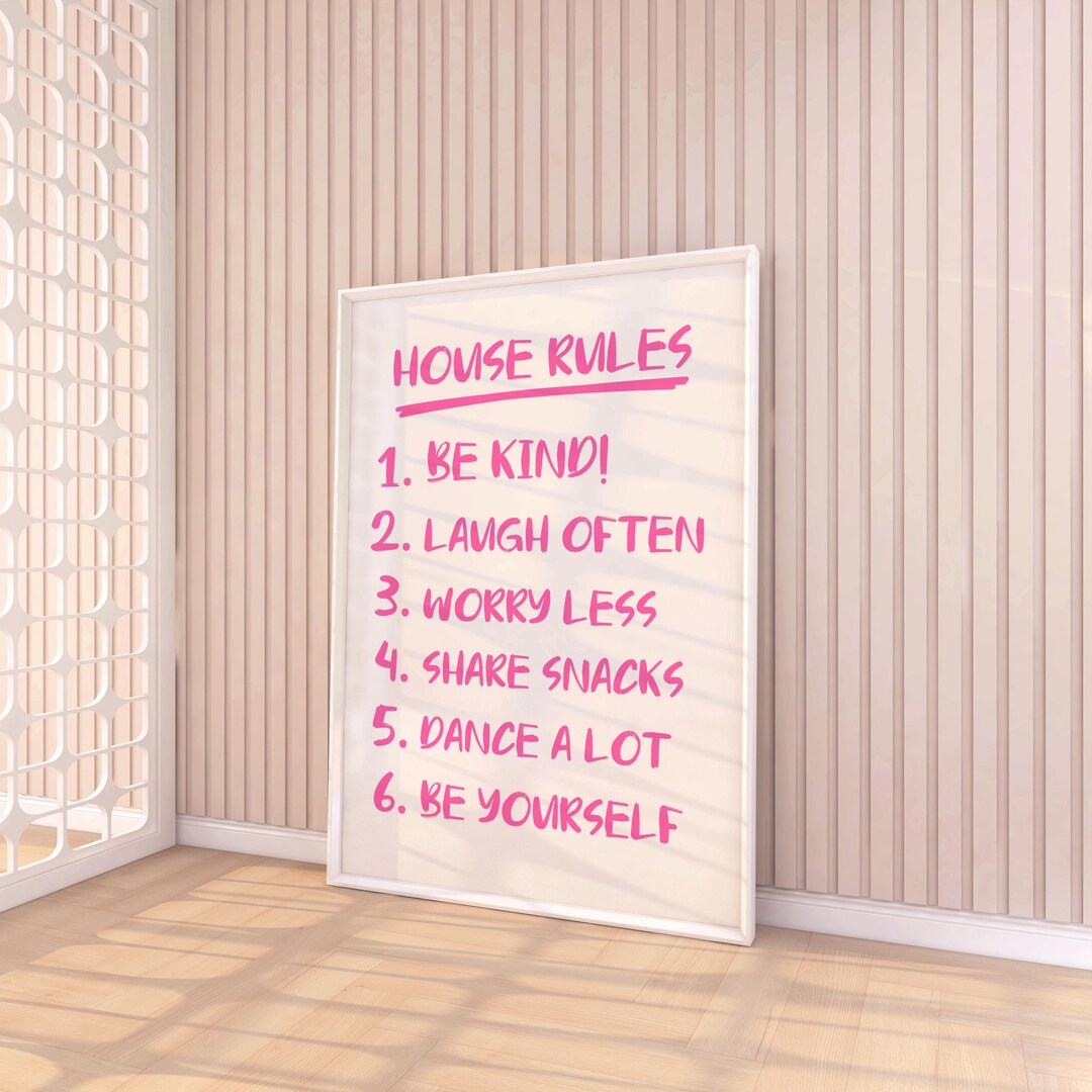 House Rules Art Print Poster | Rules Print | Minimalist Print | Pink ...