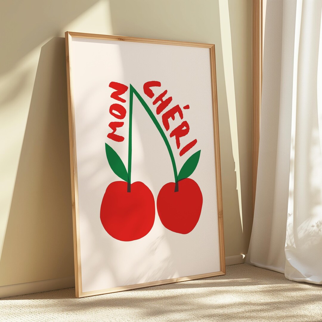 Mon Cheri Print Mon Cheri Poster Cherry Wall Art French Print French ...