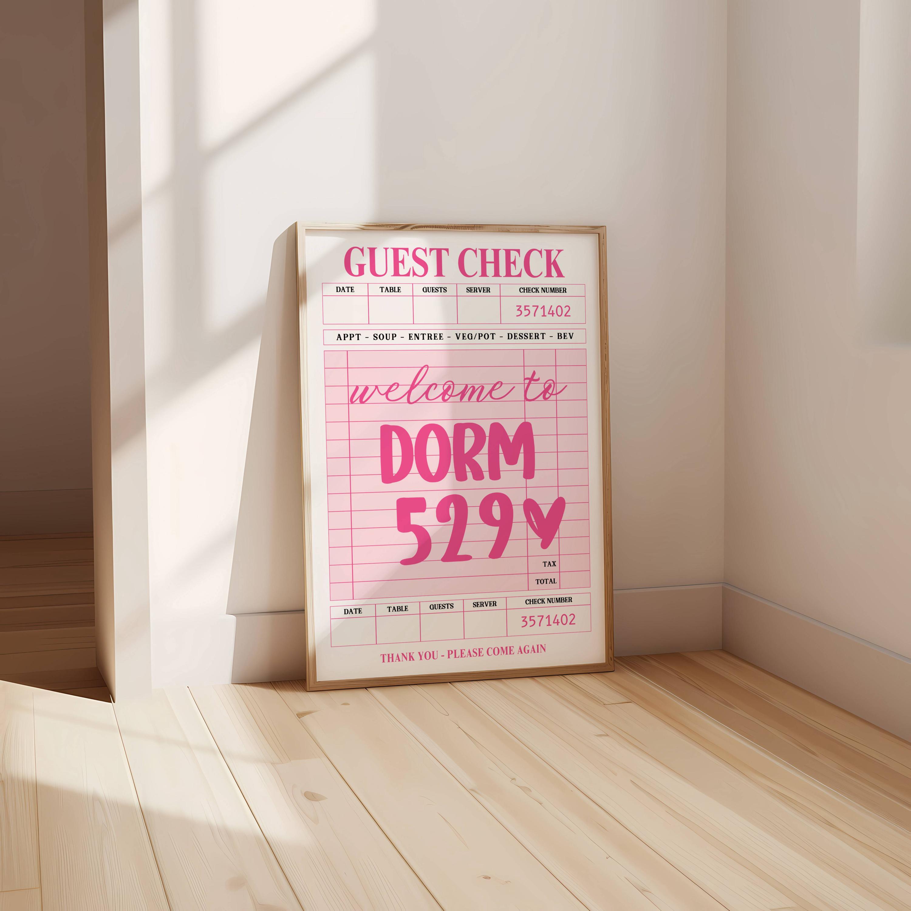 CUSTOM Guest Check Dorm Room Number Poster, Welcome to Our Dorm, Preppy ...
