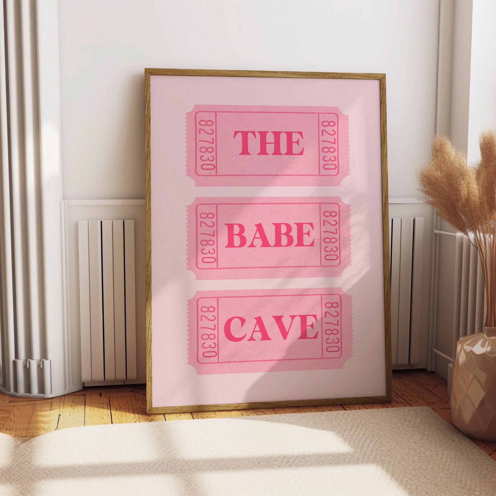 Ticket Wall Art | Babe Cave Poster | Hot Pink Aesthetic | Retro Ticket ...