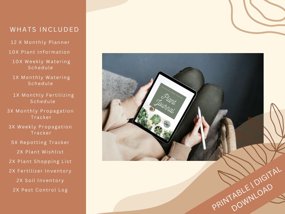 Houseplant Journal - Printable Plant Planner, Plant Watering Schedule ...