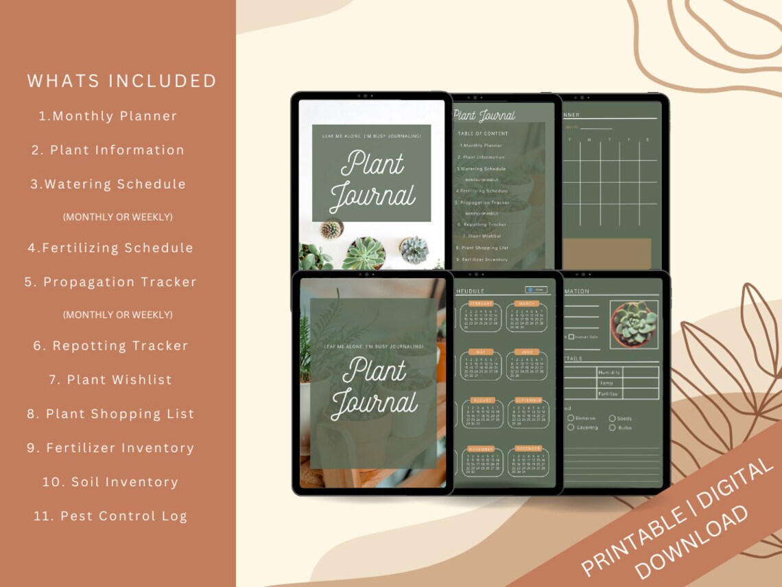 Houseplant Journal - Printable Plant Planner, Plant Watering Schedule ...