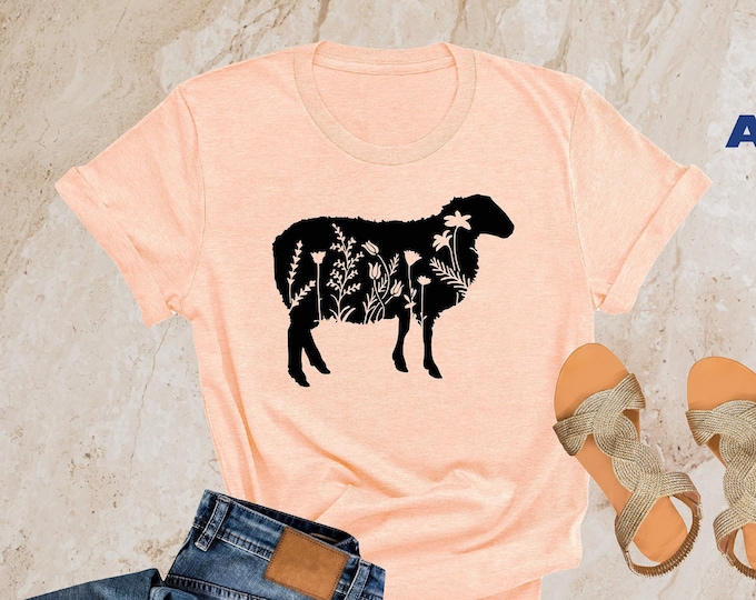 Floral Sheep Shirt Flower Sheep Shirt Cute Sheep Shirt Animal Lover ...