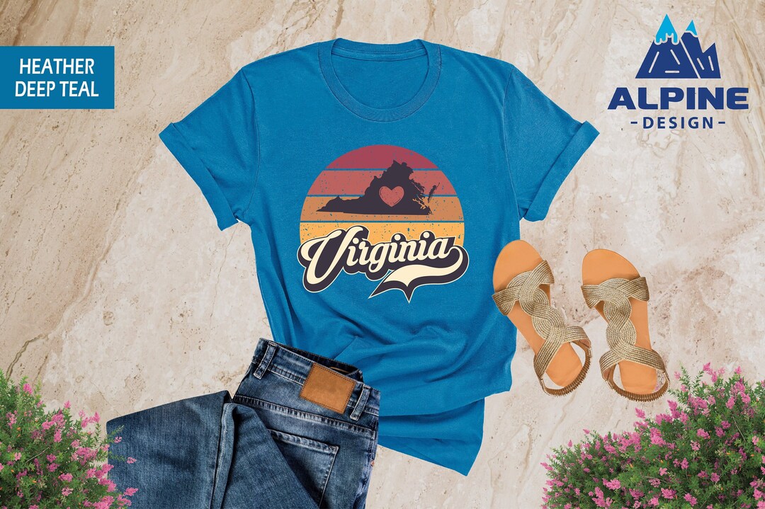 Retro Virginia Shirt, Virginia State Shirt, Virginia State Map Shirt ...