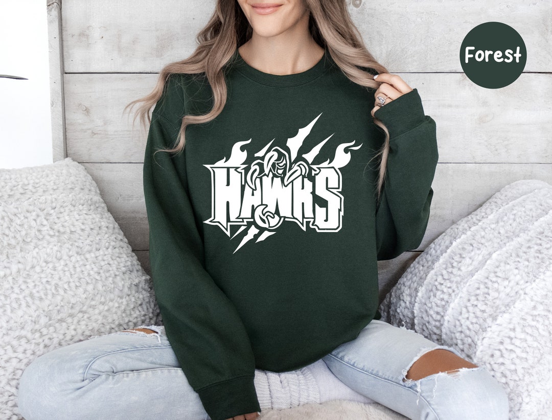 Team Mascot Sweatshirt, Hawks Team Sweatshirt, Hawks Football Shirt ...