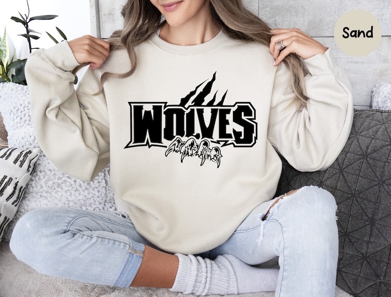 Wolves Team Sweatshirt, Team Mascot Shirt, Wolves Mascot Shirt, Wolves ...