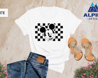 Classic Checker Winking Mickey Mouse Shirt, Mickey Kids Shirt, Youth ...