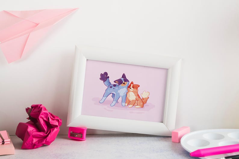Bluey and Bingo A5 Art Print – Hand Drawn Bluey Fanart Illustration ...
