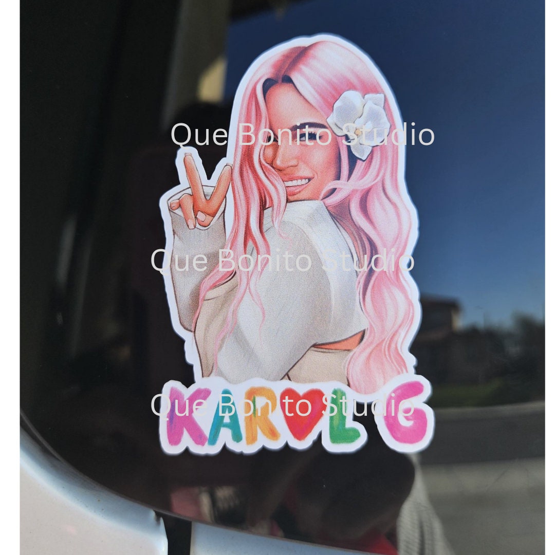 Cute Pink Karol G Vinyl Car Decals-karol G Pink Vehicle Decals-pink Karol G Kawaii Kitty Decals ...