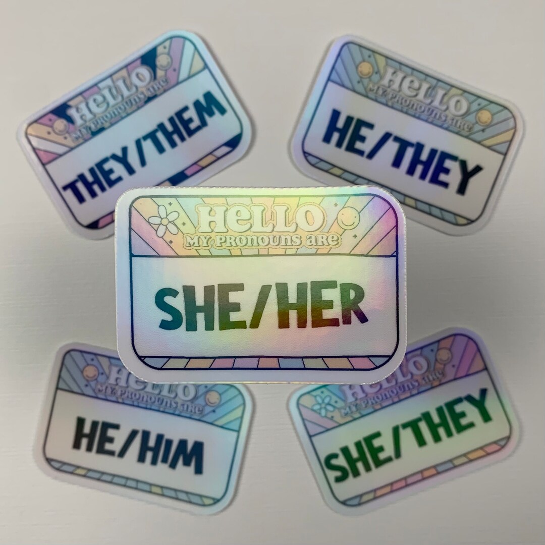Pronoun Name Tag Sticker Kindle Sticker Gifts for Readers - Etsy