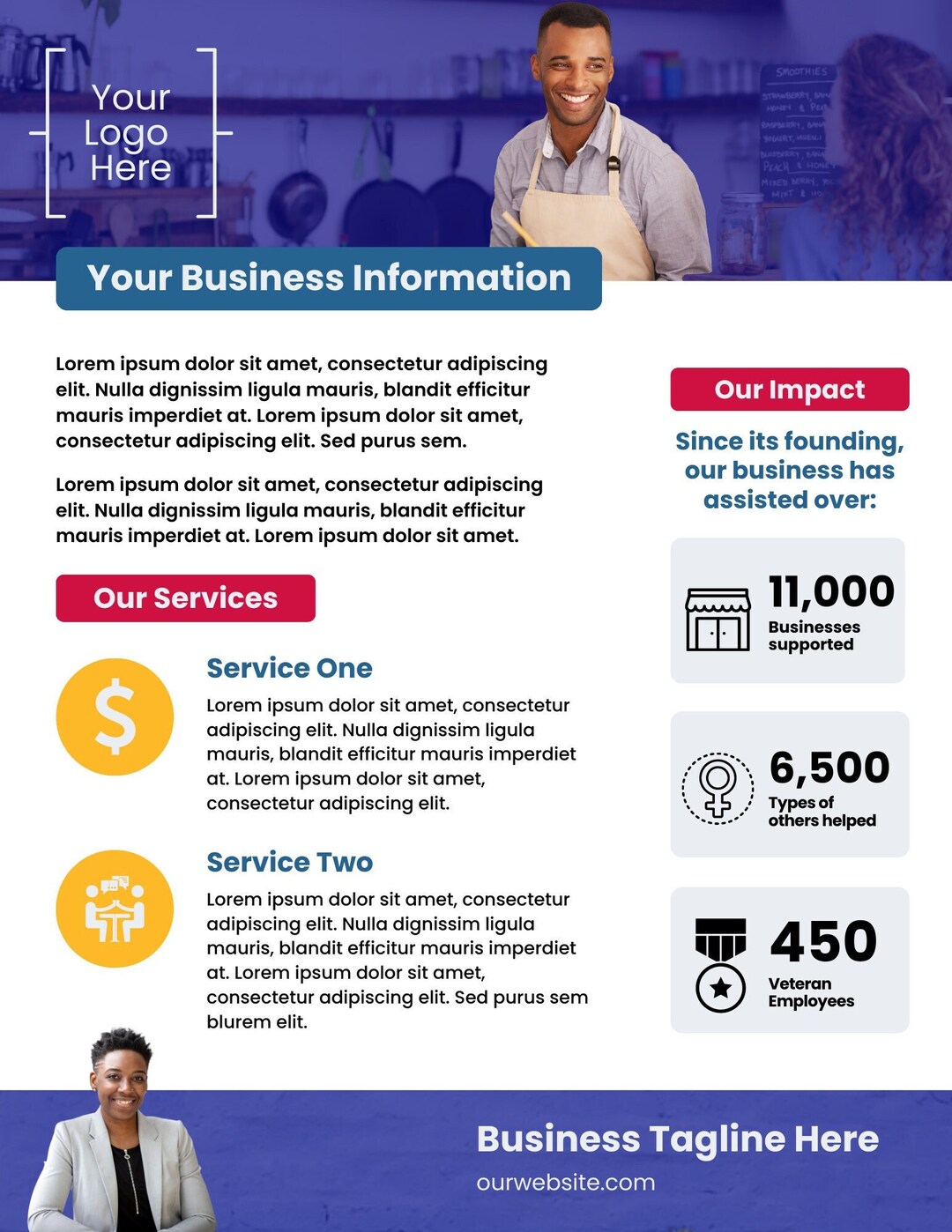 Business Flyer Info Sheet, Canva Templates, Company One-pager, Digital ...