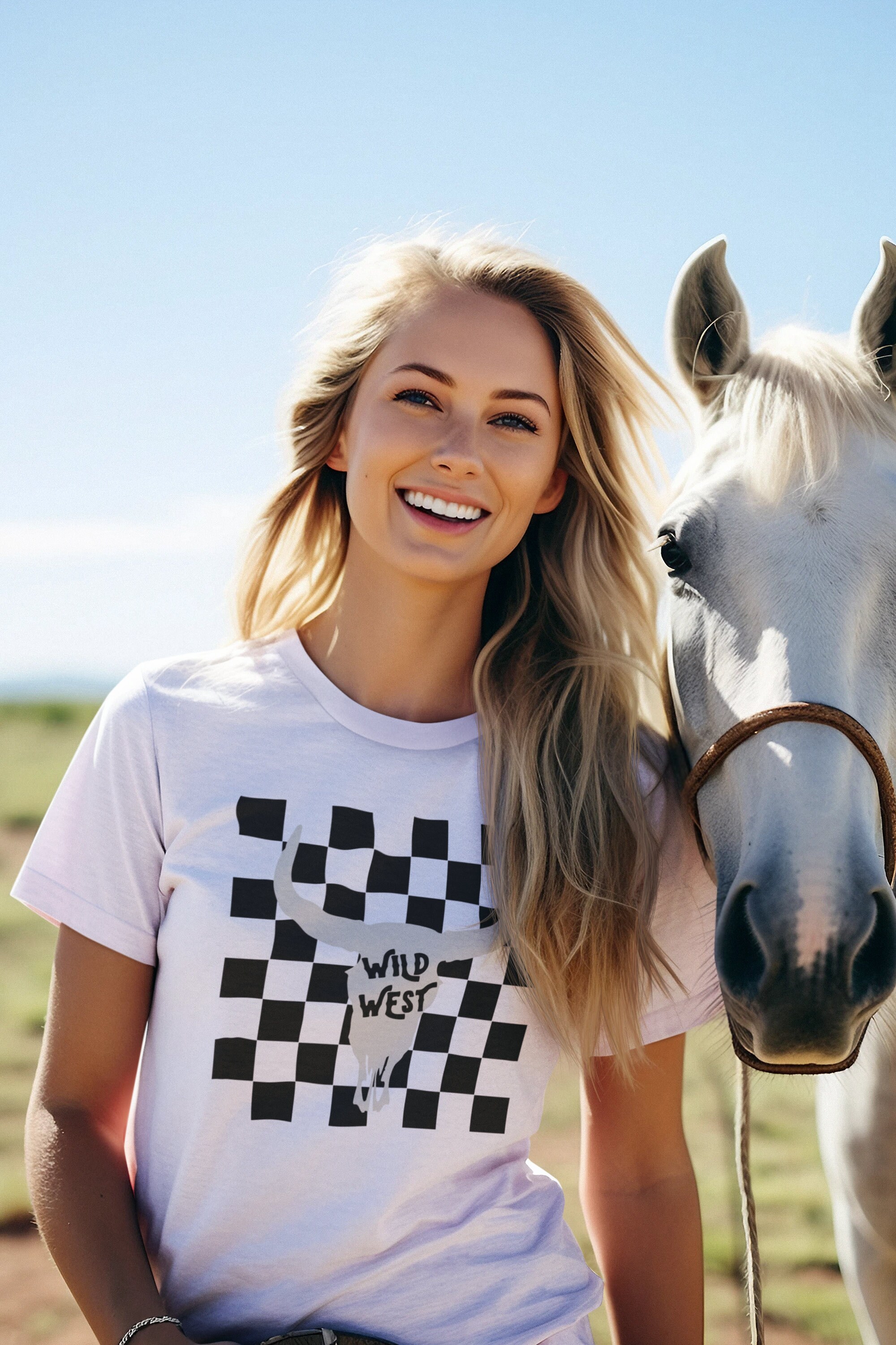 Retro Wild West Checkered Bull Skull PNG File - Etsy