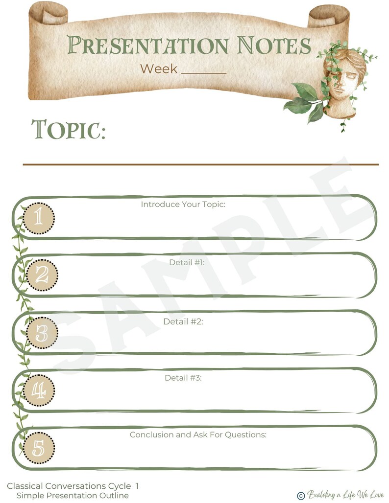 Classical Conversations Cycle 1 Simple Presentation Outline - Etsy