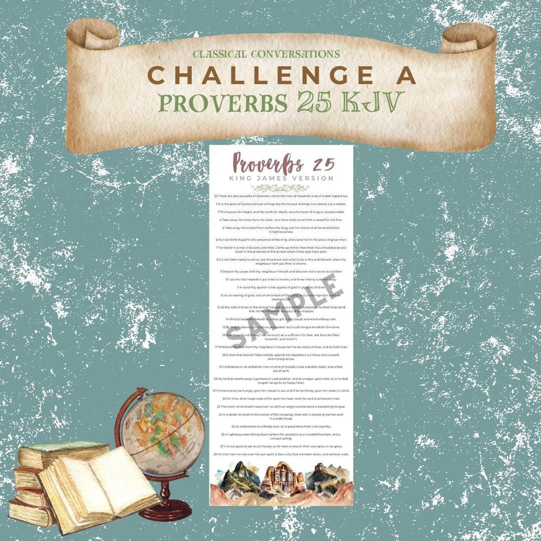 Classical Conversations Challenge A Proverbs 25 KJV Binder Insert ...
