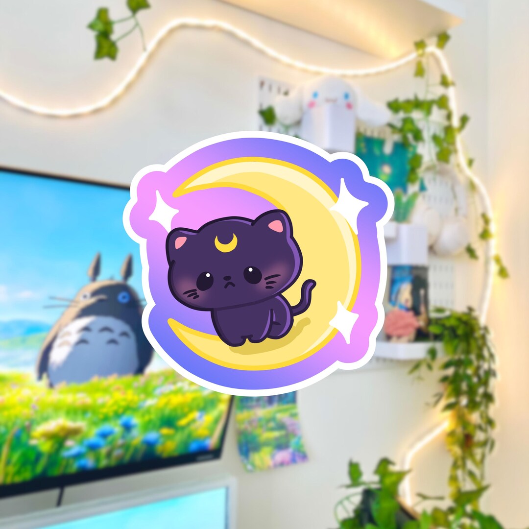 Holo Sailor Moon Cat Sticker | Cute Stickers | Cat Stationery | Die Cut ...