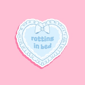 Rotting in Bed Coquette Heart Sticker | Cute Stickers | Aesthetic ...