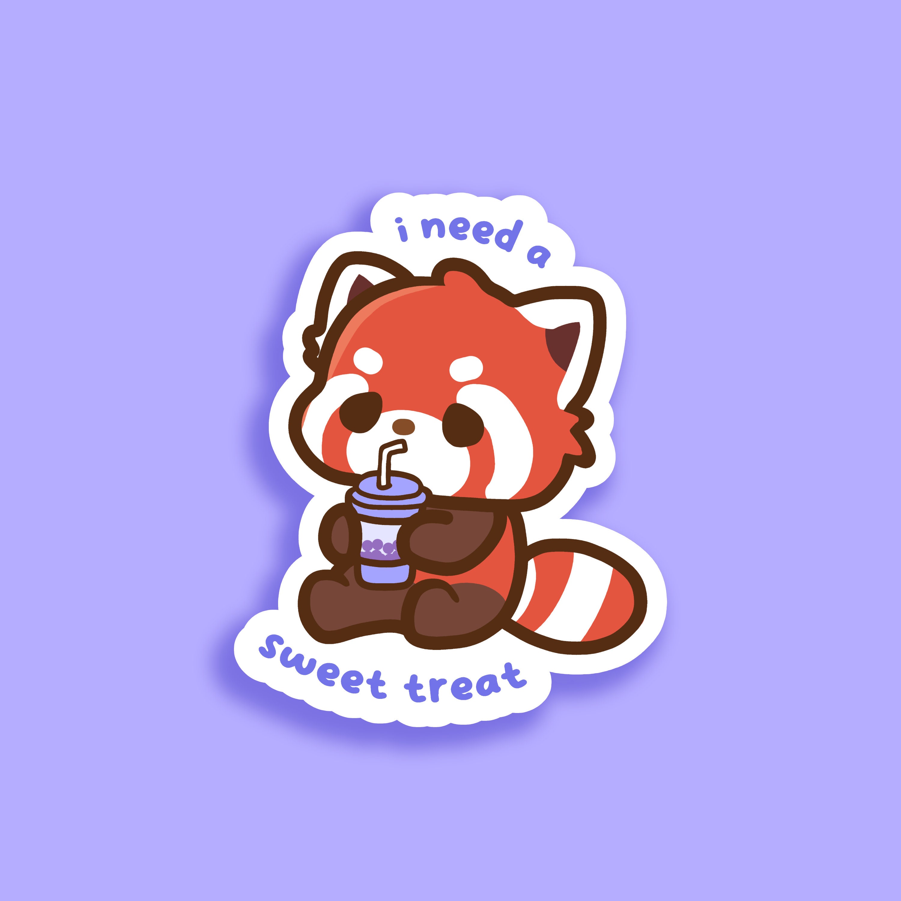 Red Panda Sweet Treat Sticker Cute Stickers Aesthetic Stationary Animal ...