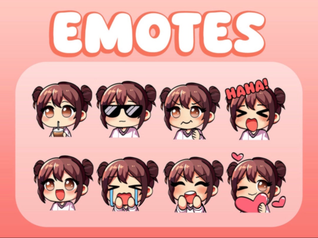 Cute Chibi Girl Emote Pack 8 Custom Twitch Emotes Cozy Girl Aesthetic ...