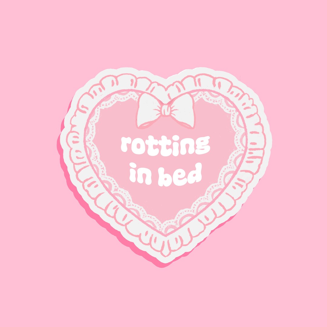 Rotting in Bed Coquette Heart Sticker | Cute Stickers | Aesthetic ...