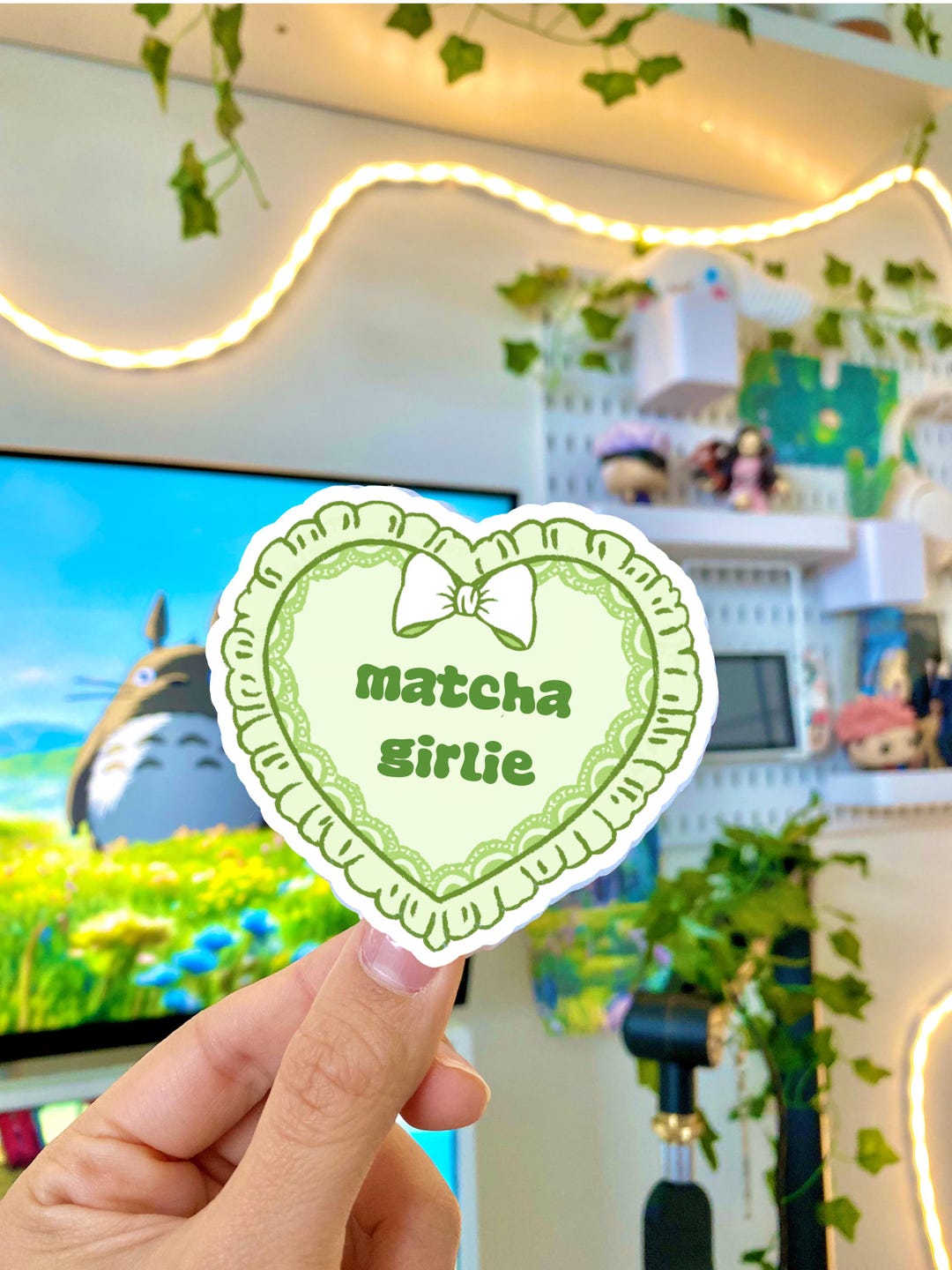 Matcha Girlie Coquette Heart Sticker | Cute Stickers | Aesthetic ...