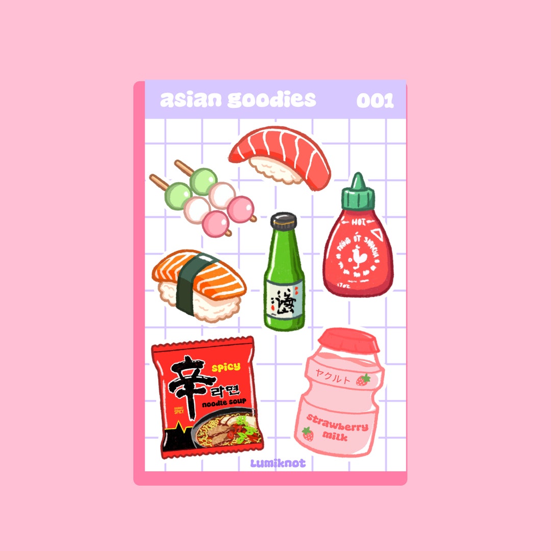 Asian Foods & Treats Sticker Sheet Cute Stickers Aesthetic Stationary ...