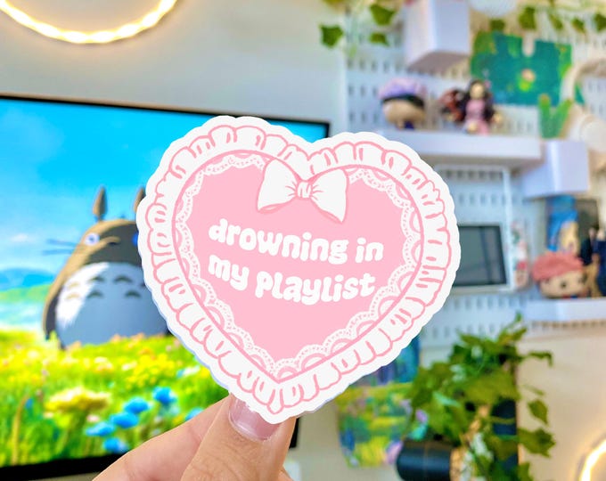 Drowning Playlist Coquette Heart Sticker | Cute Stickers | Aesthetic ...