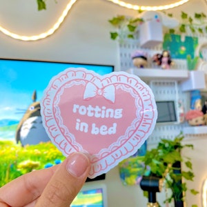 Rotting in Bed Coquette Heart Sticker | Cute Stickers | Aesthetic ...