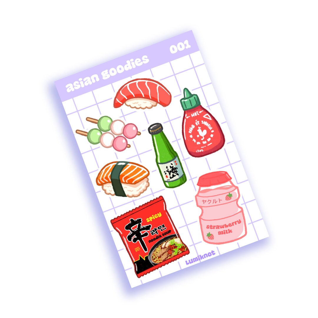 Asian Foods & Treats Sticker Sheet Cute Stickers Aesthetic Stationary ...