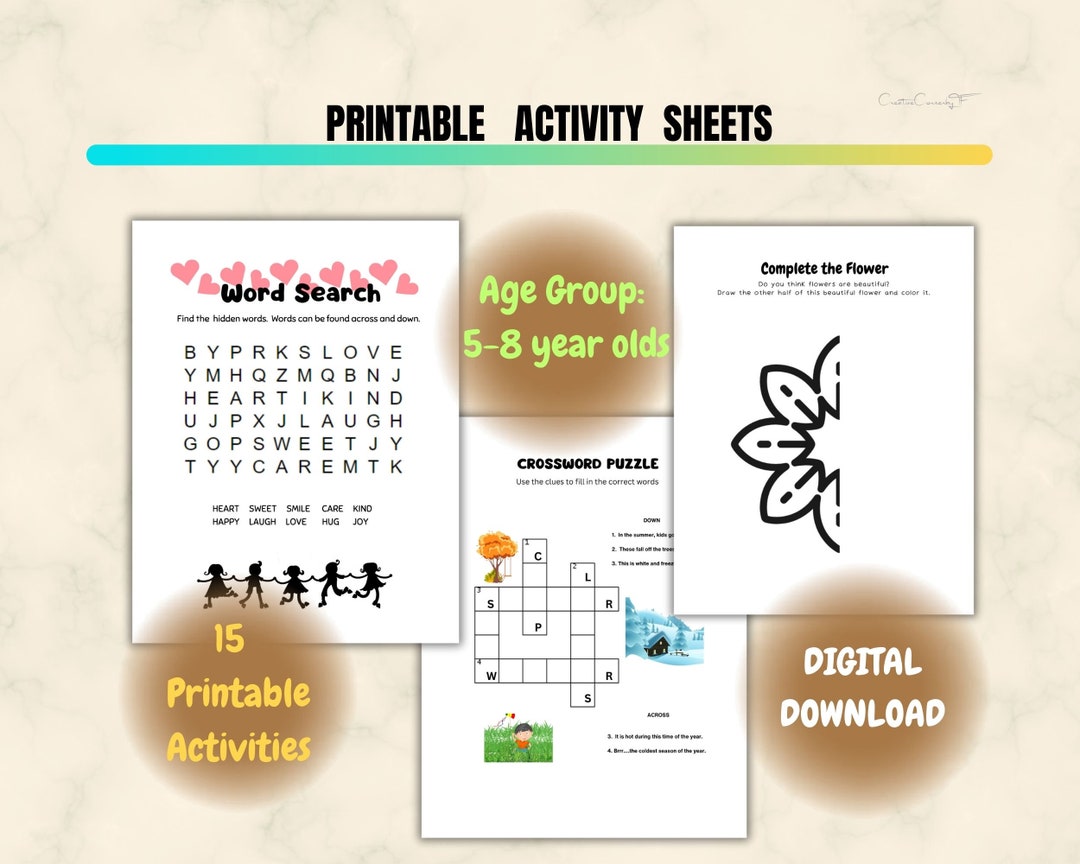 Printable Activities for Kids, Kids Puzzles, Printable Worksheets, 15 ...