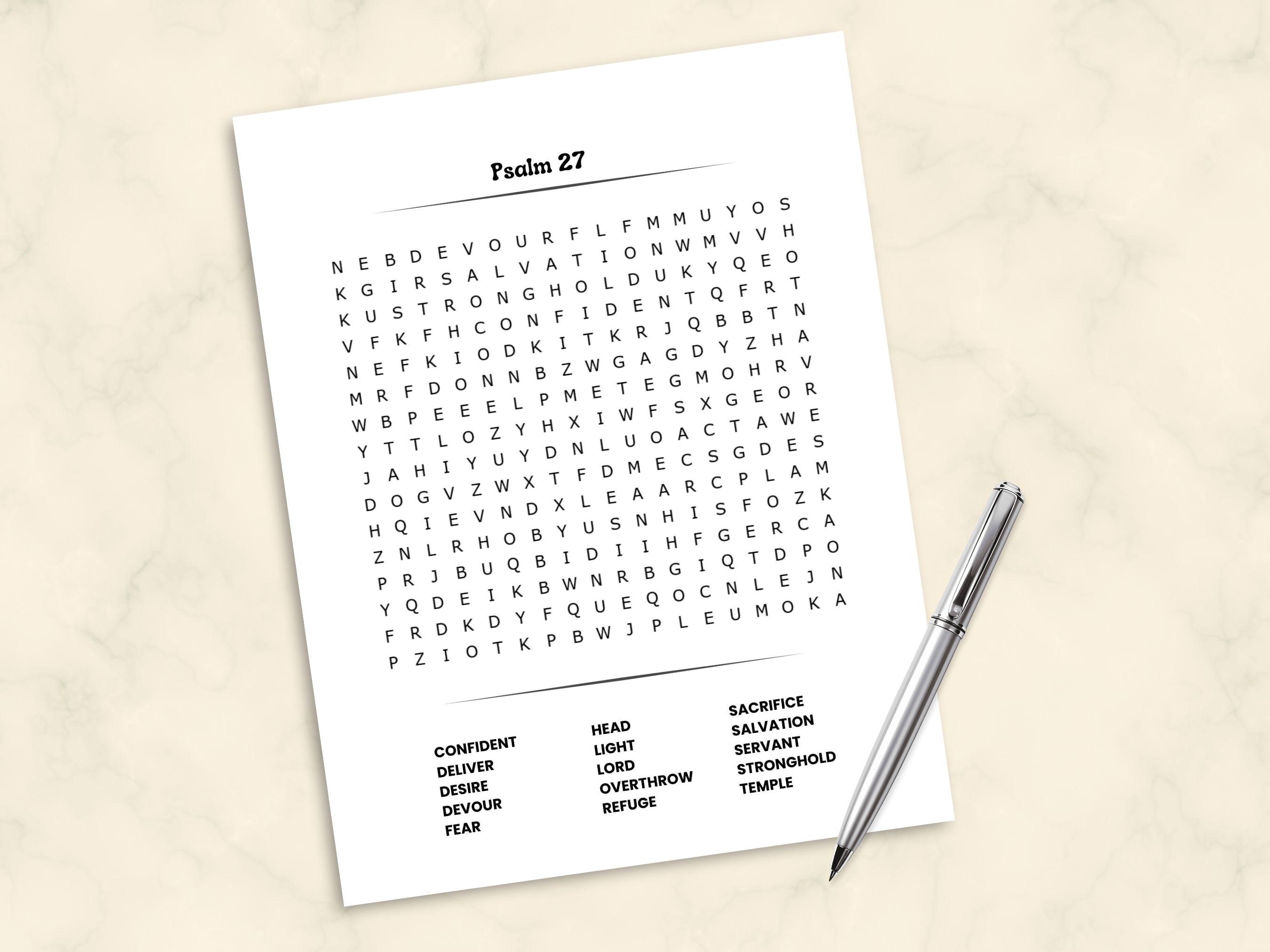Book of Psalms Word Search Puzzles: Printable Bible Games (digital ...