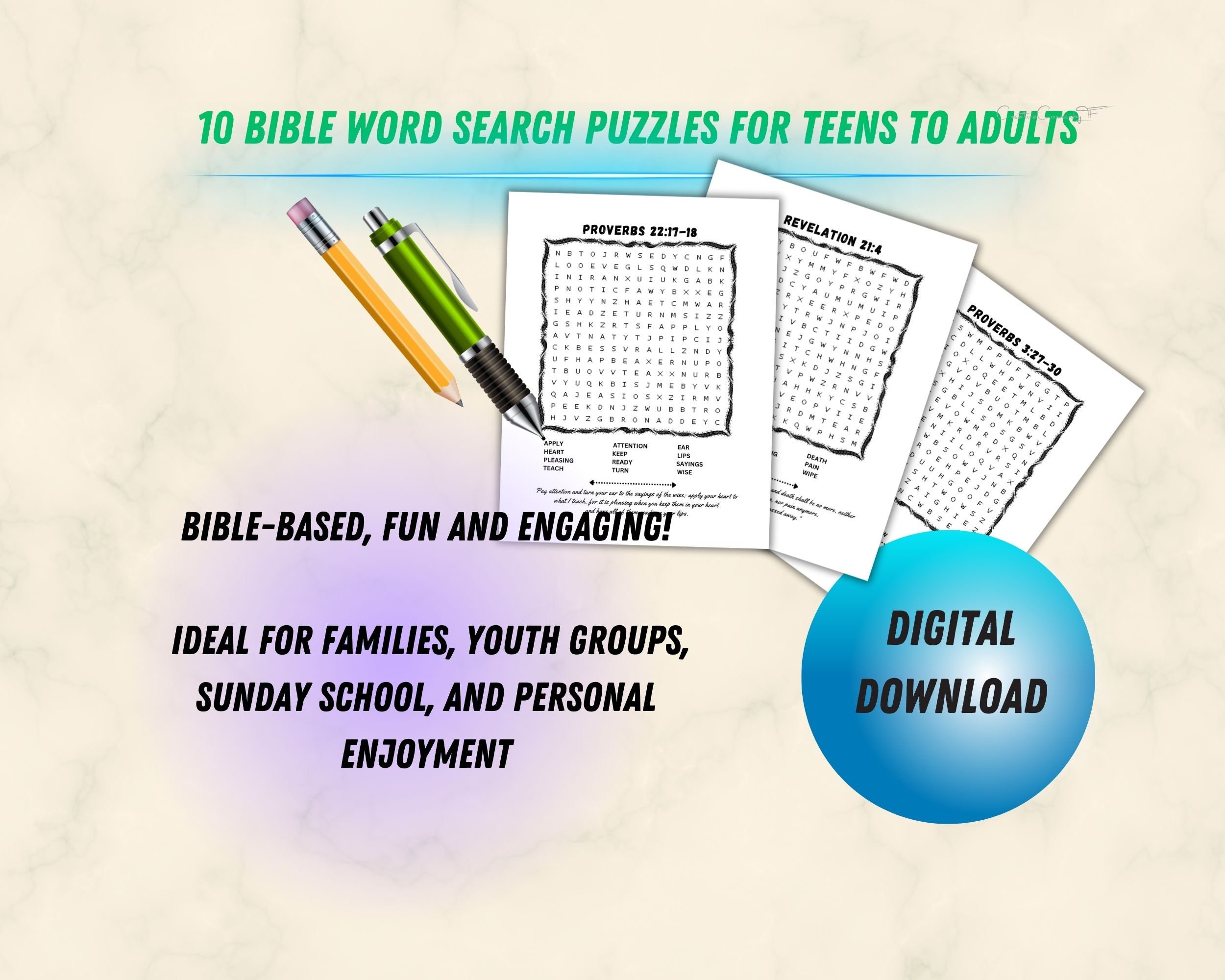 Printable Bible Verse Word Search Puzzles Designed for Teenagers to ...