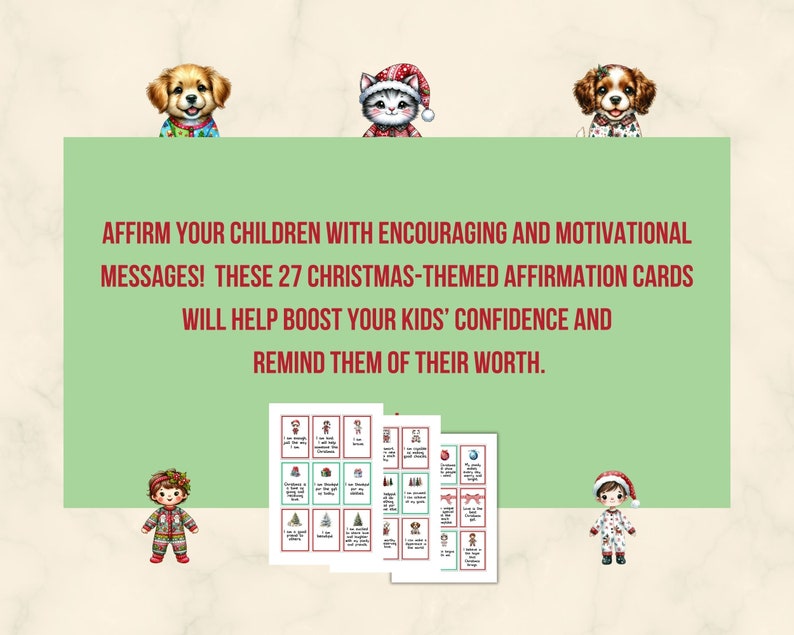 Christmas Affirmation Cards for Kids: Positive Mindset (PDF Download ...