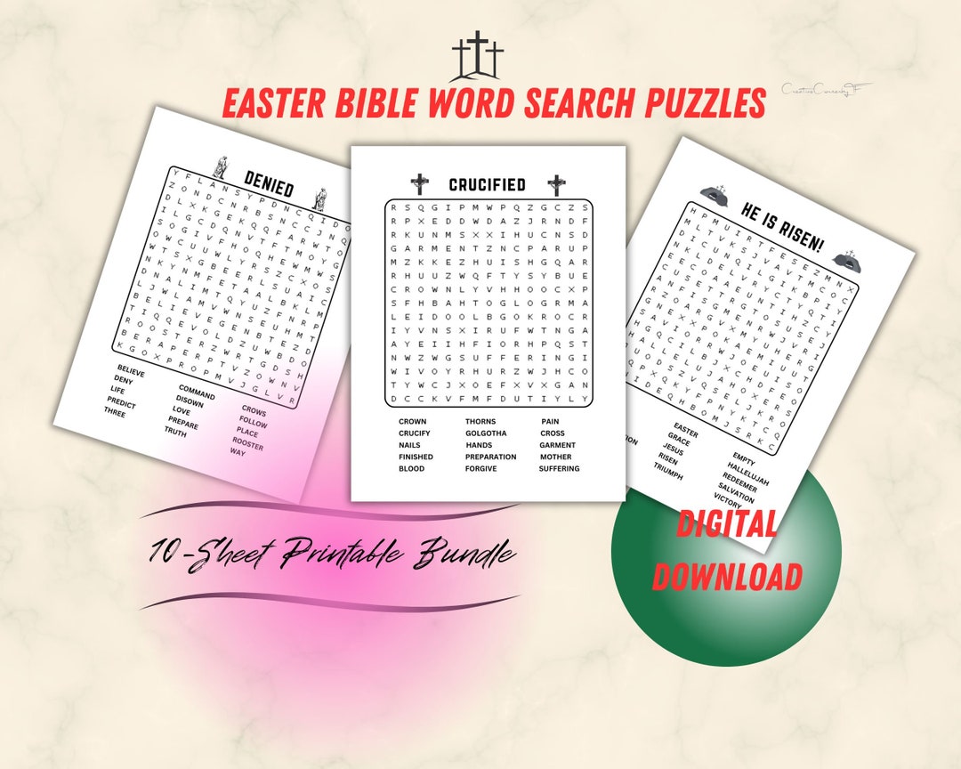 Easter Bible Word Search Puzzles: Printable Activity (PDF) - Etsy