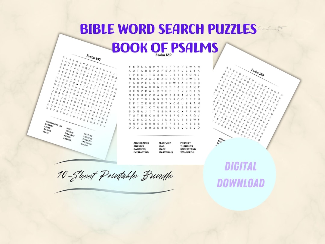 Book of Psalms Word Search Puzzles: Printable Bible Games (digital ...