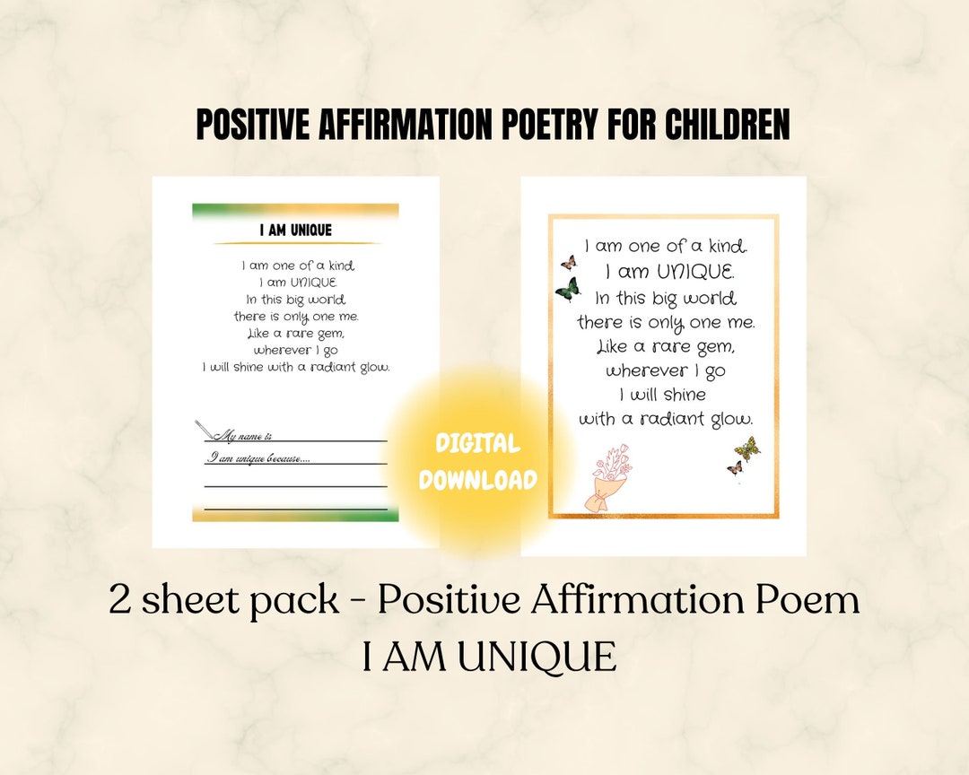 Poems of Affirmation for Children, I AM Affirmations, Affirmation ...