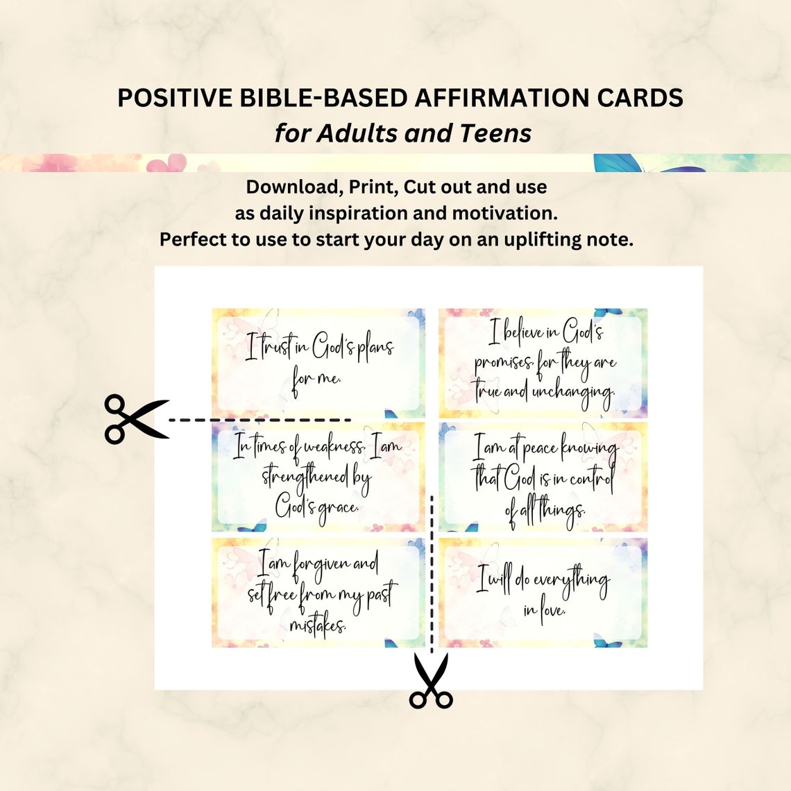 Printable Positive Affirmation Cards | Bible-based Affirmations for ...