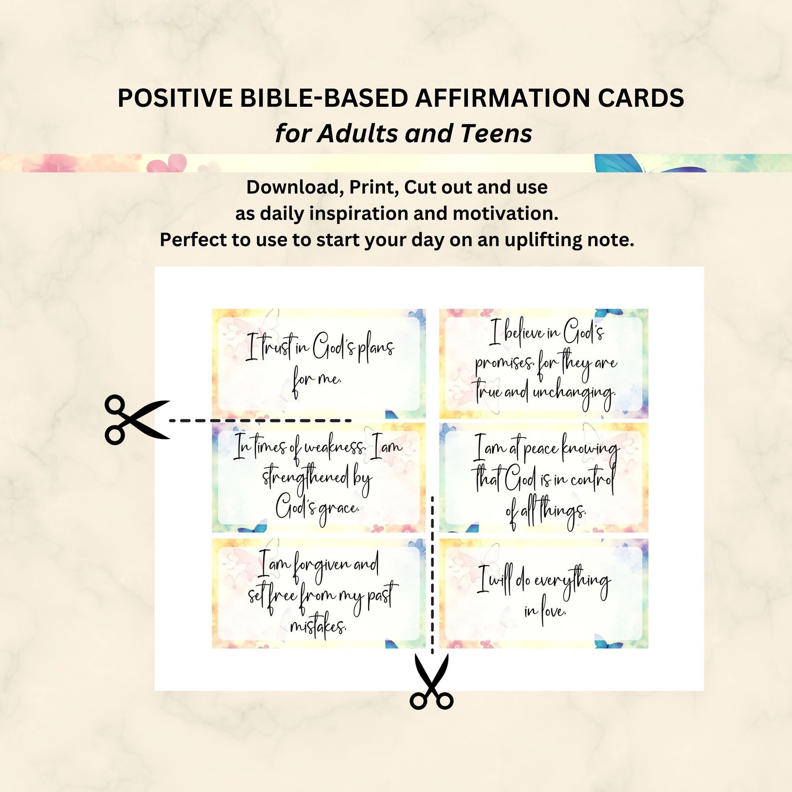 Bible Affirmation Cards: 30 Printable Cards for Daily Encouragement ...